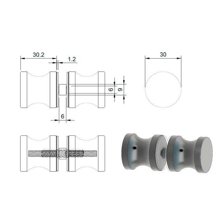 Knop Ø30 x 30 mm - Hvid