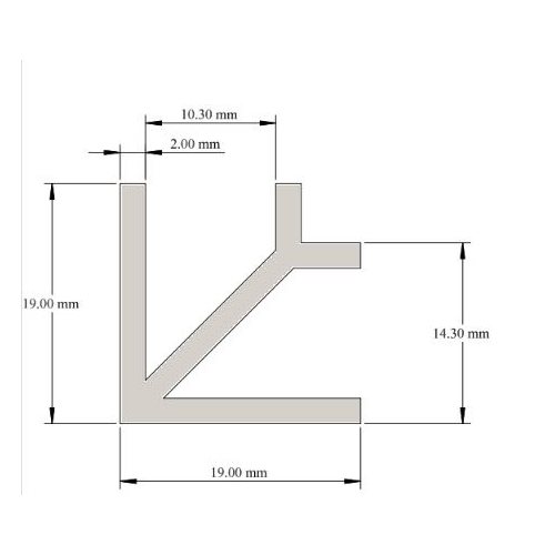 hjørne profil - Blank Krom - 8 mm glas - 2400 mm