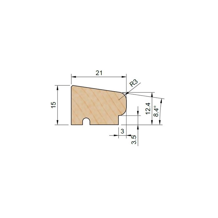 Glasliste fyr VAC/IMP 15 x 21 mm - 2 meter lang